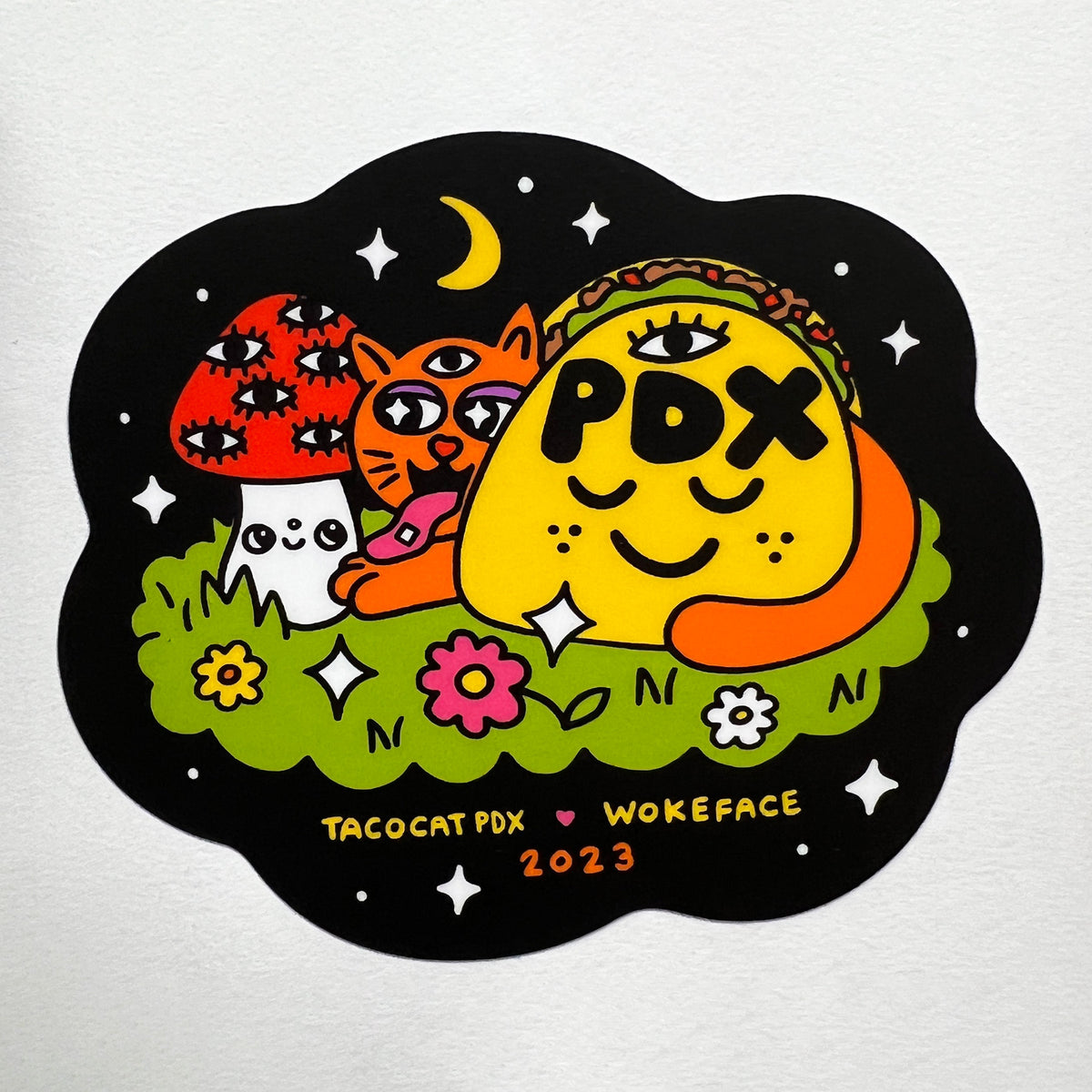 TacoCatPDX Collab Sticker – Wokeface