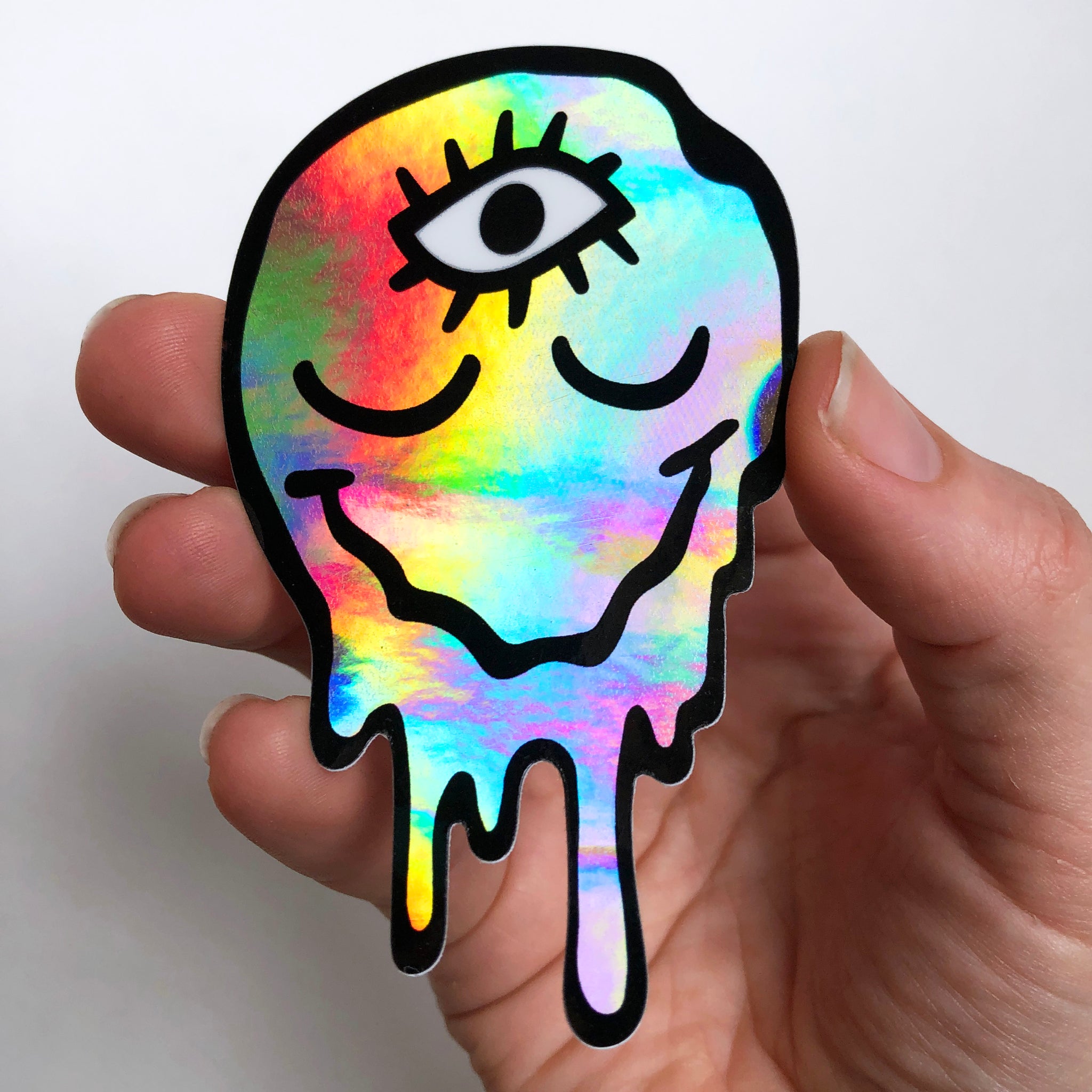 Drippy Melt Face Holographic Sticker – Wokeface